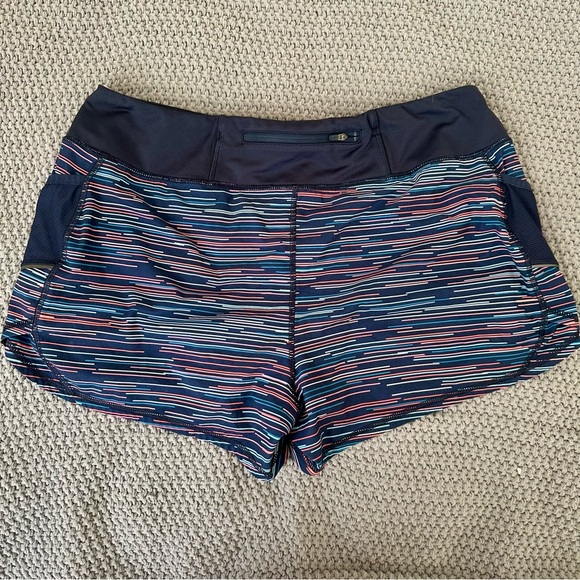 Athleta | Shorts | Athleta Ready Set Go Womens Blue Striped Speed Up ...
